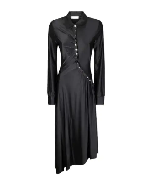Rabanne Long-sleeved Asymmetrical Dress - Black