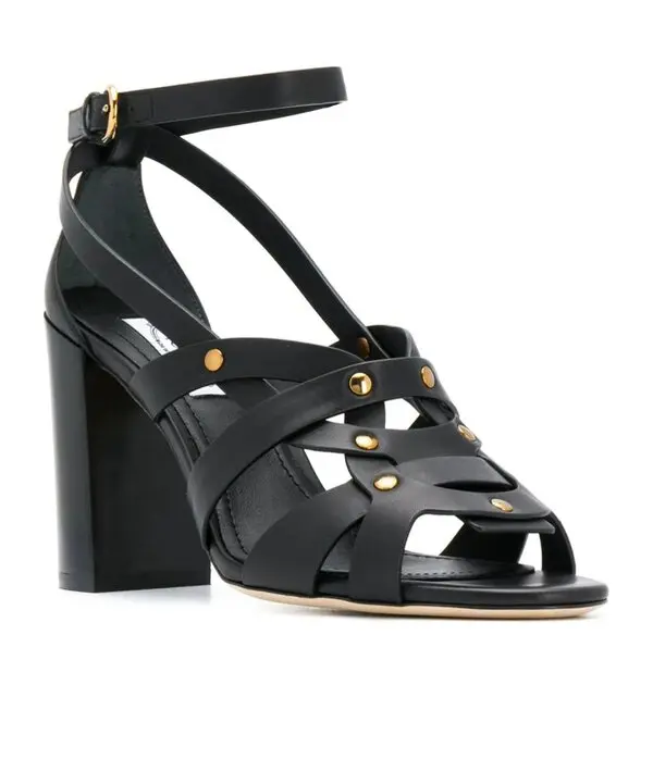 TOD'S Open Toe High Heel Sandals With Logo Detailing