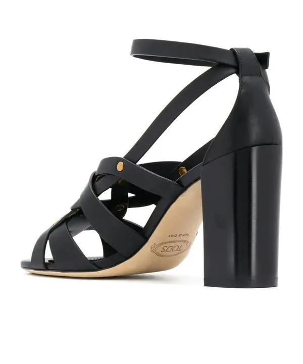 TOD'S Open Toe High Heel Sandals With Logo Detailing