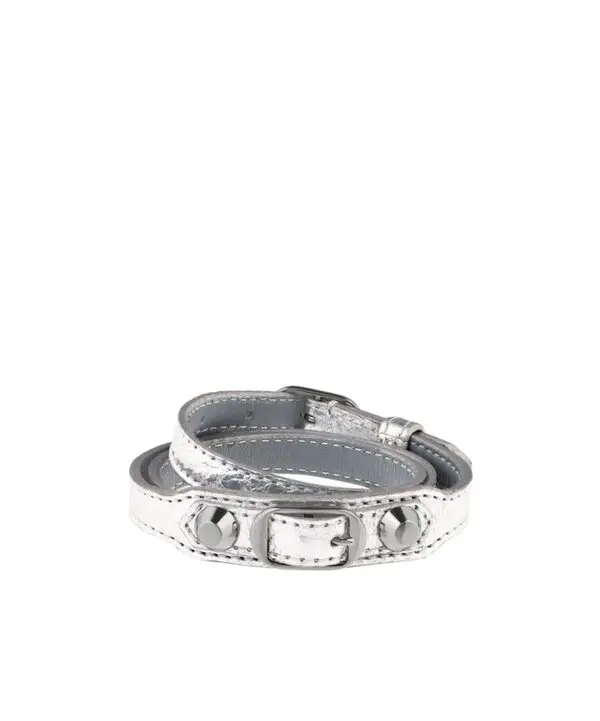 Balenciaga City Triple Bracelet With Studs - Silver