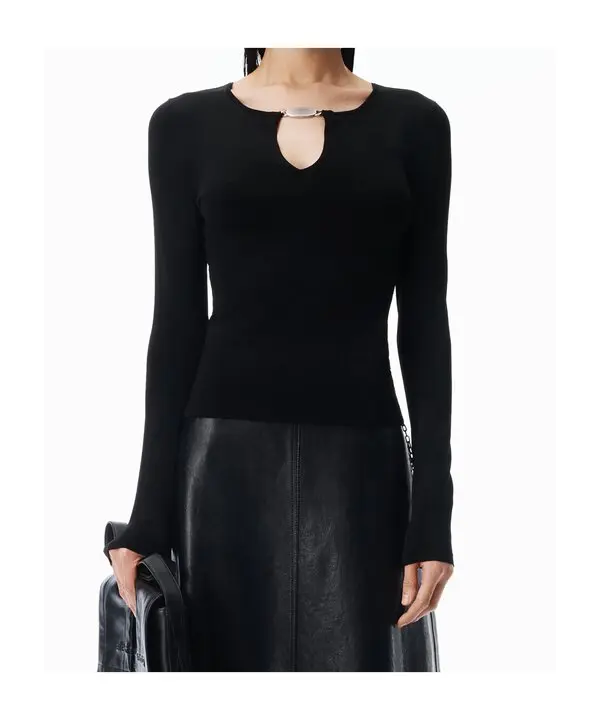 Alexander Wang V-neck Metal Logo Pullover