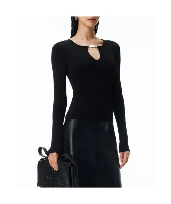 Alexander Wang V-neck Metal Logo Pullover