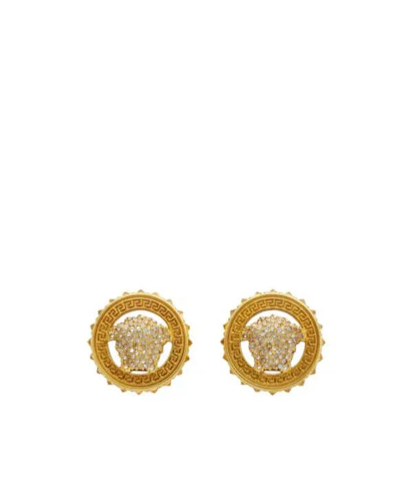 Versace Medusa Crystal Embellished Earrings - Golden