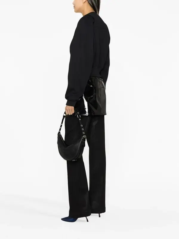 Off-White Cropped Logo Embroidered Sweatshirt - Black