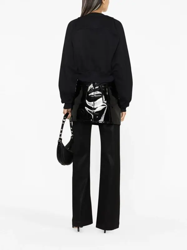 Off-White Cropped Logo Embroidered Sweatshirt - Black