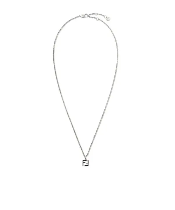 Fendi Ff Logo Pendant Necklace - White