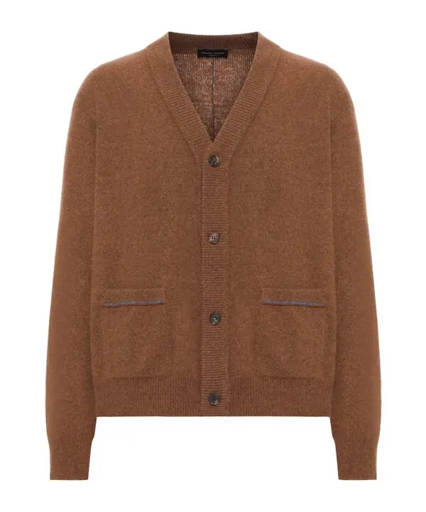 ROBERTO COLLINA Wool Buttoned Cardigan - Brown