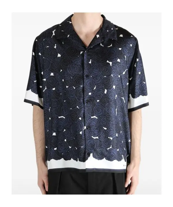 Givenchy All-over Rose Printed Bowling Shirt - Black