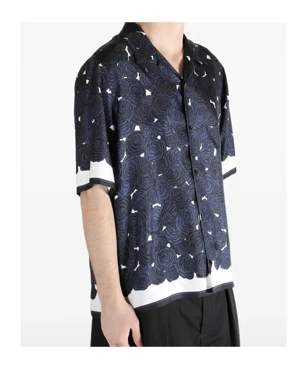Givenchy All-over Rose Printed Bowling Shirt - Black