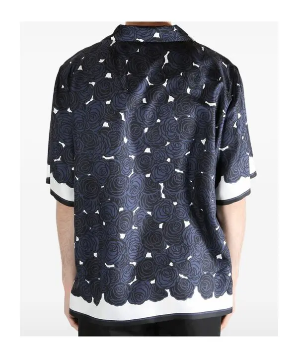 Givenchy All-over Rose Printed Bowling Shirt - Black
