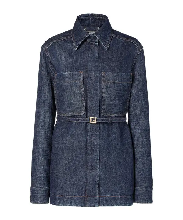Fendi Ff Belted Denim Jacket