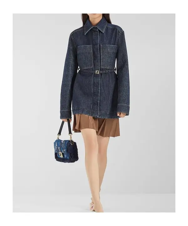 Fendi Ff Belted Denim Jacket