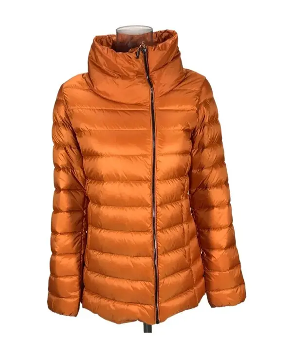Max Mara Long-sleeved Down Jacket With Standing Collar - Orange