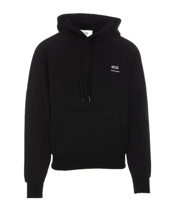 AMI Paris Logo Printed Drawstring Hoodie