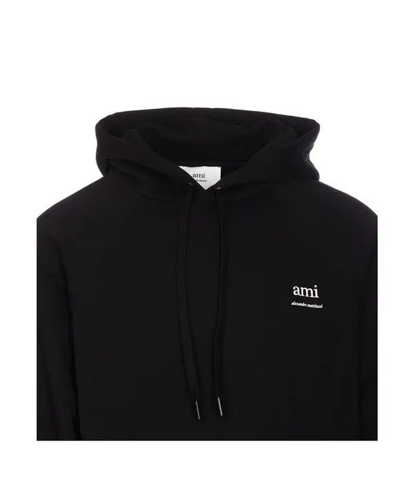 AMI Paris Logo Printed Drawstring Hoodie