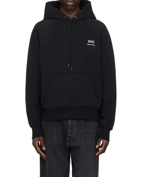 AMI Paris Logo Printed Drawstring Hoodie