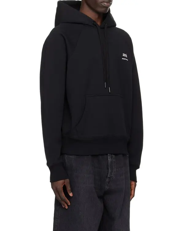 AMI Paris Logo Printed Drawstring Hoodie