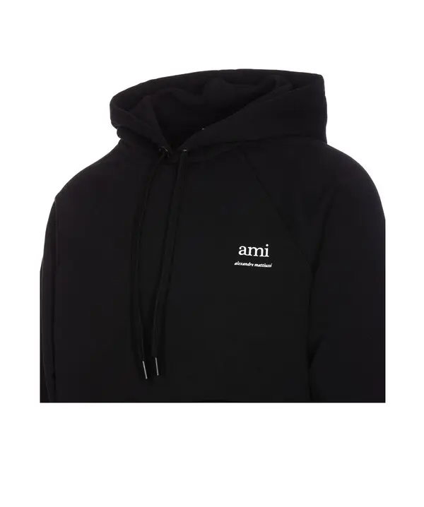 AMI Paris Logo Printed Drawstring Hoodie