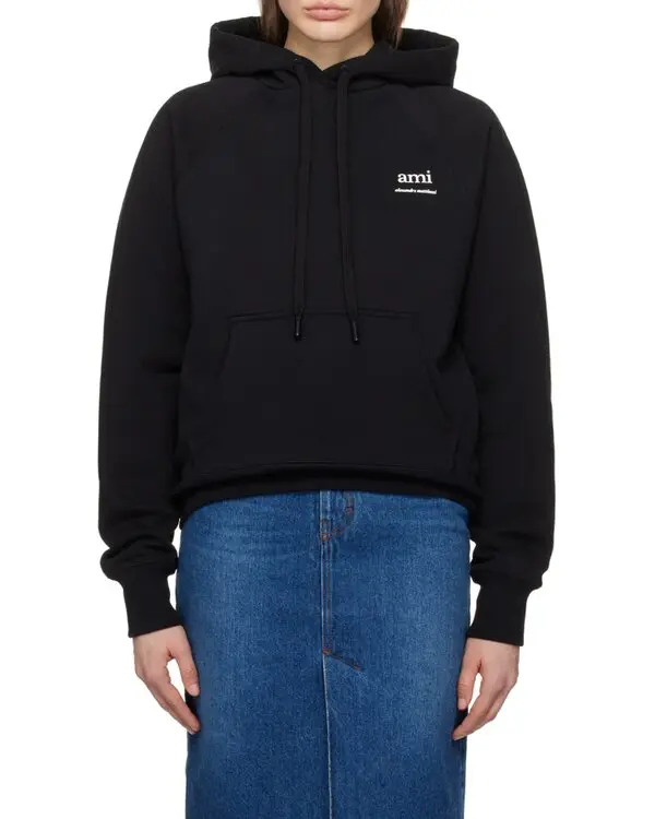 AMI Paris Logo Printed Drawstring Hoodie