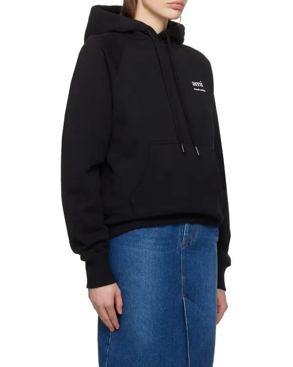 AMI Paris Logo Printed Drawstring Hoodie