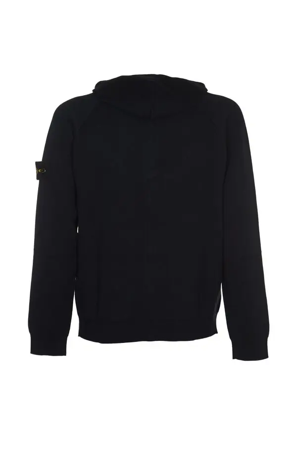 Stone Island Long-sleeved Zipper Sweatshirt With Hood - Blue