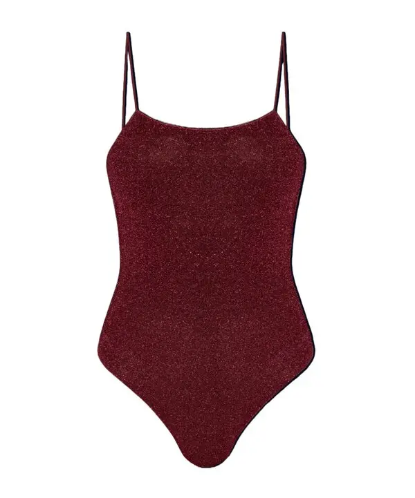 Oseree Lurex One-piece Swimsuit - Brown