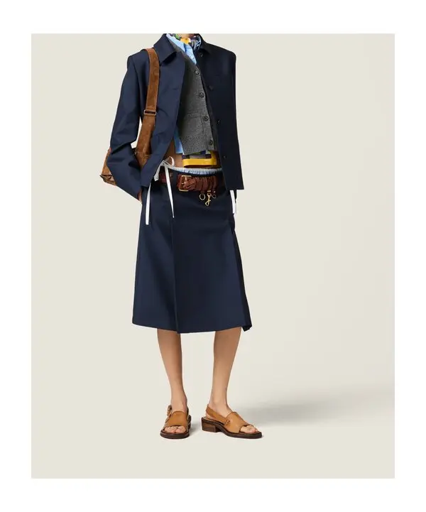 Miu Miu Midi Skirt With Embroidered Logo Detail
