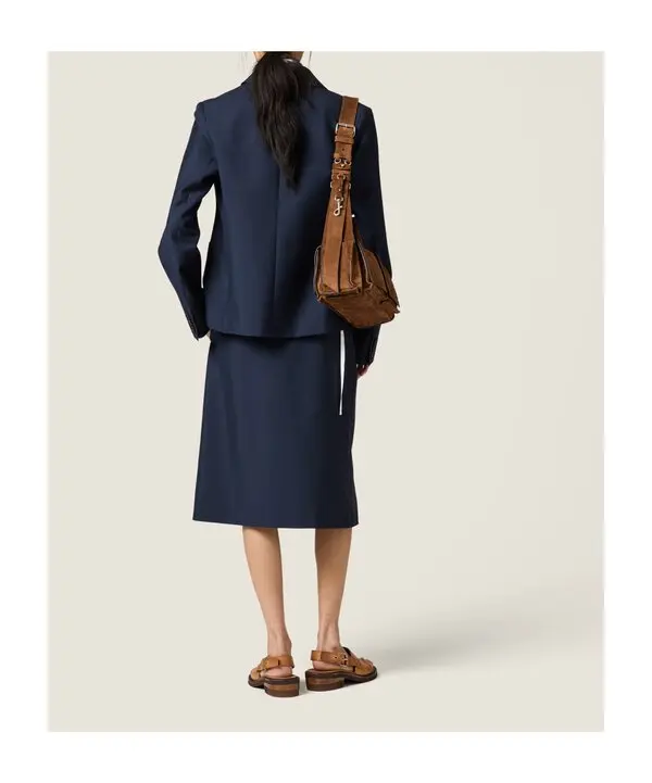Miu Miu Midi Skirt With Embroidered Logo Detail
