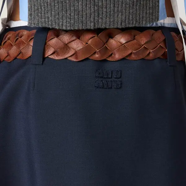 Miu Miu Midi Skirt With Embroidered Logo Detail
