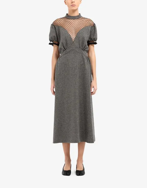 MAISON MARGIELA Sheer Panel Chevron Dress