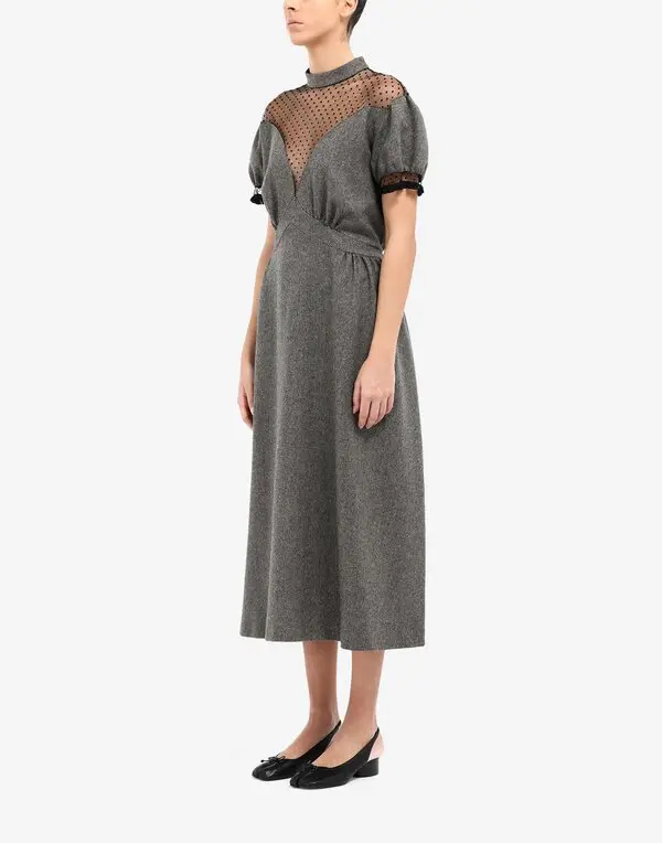 MAISON MARGIELA Sheer Panel Chevron Dress
