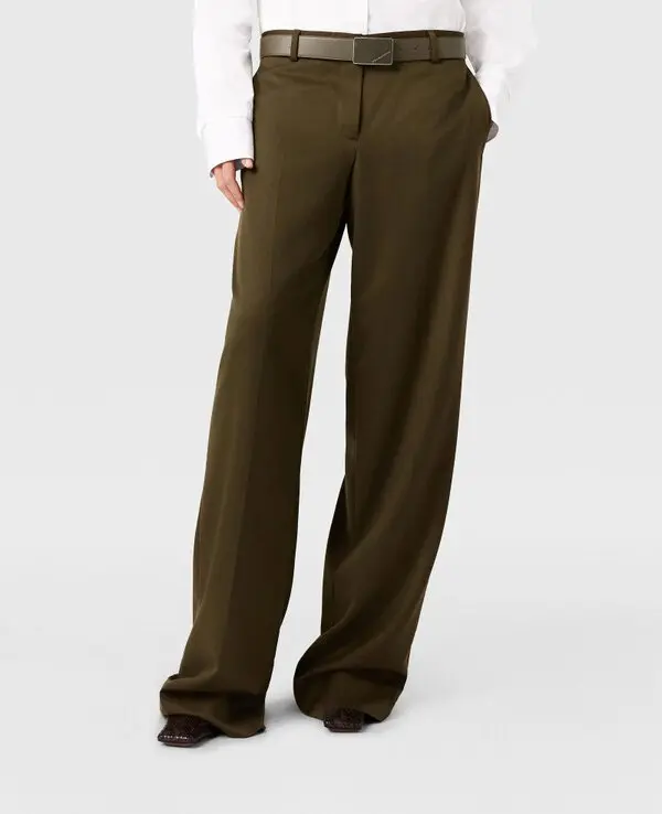 Stella McCartney Mid-rise Pleat Straight-leg Trousers - Khaki