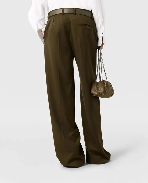 Stella McCartney Mid-rise Pleat Straight-leg Trousers - Khaki
