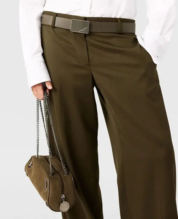 Stella McCartney Mid-rise Pleat Straight-leg Trousers - Khaki