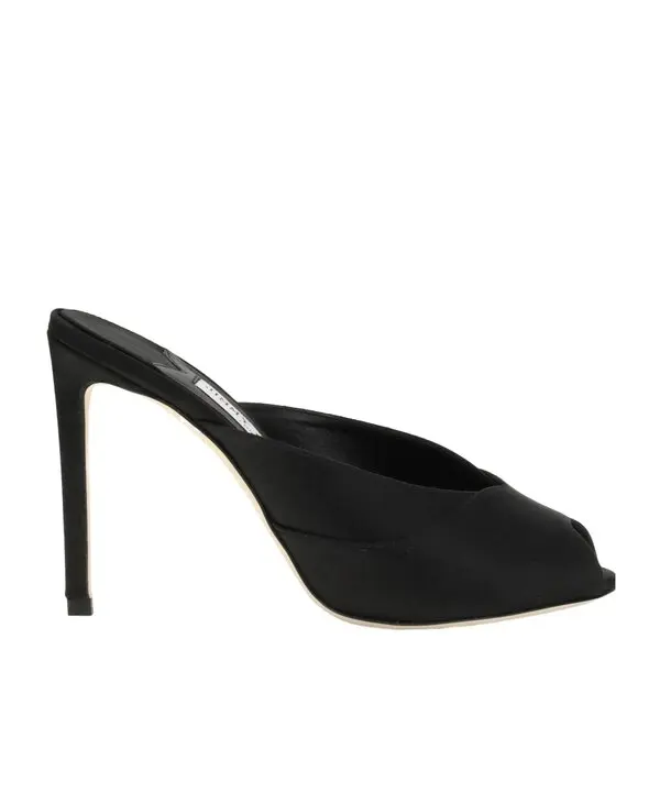 JIMMY CHOO Brigitte Peep Toe Stiletto Mules - Black
