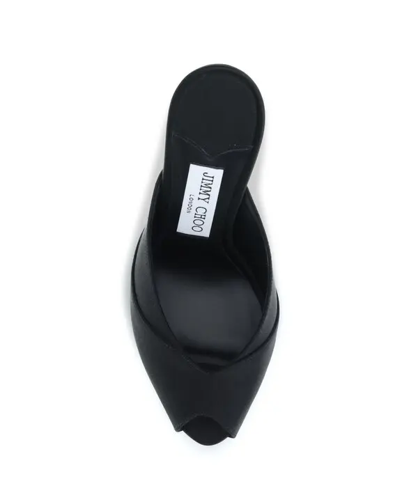 JIMMY CHOO Brigitte Peep Toe Stiletto Mules - Black