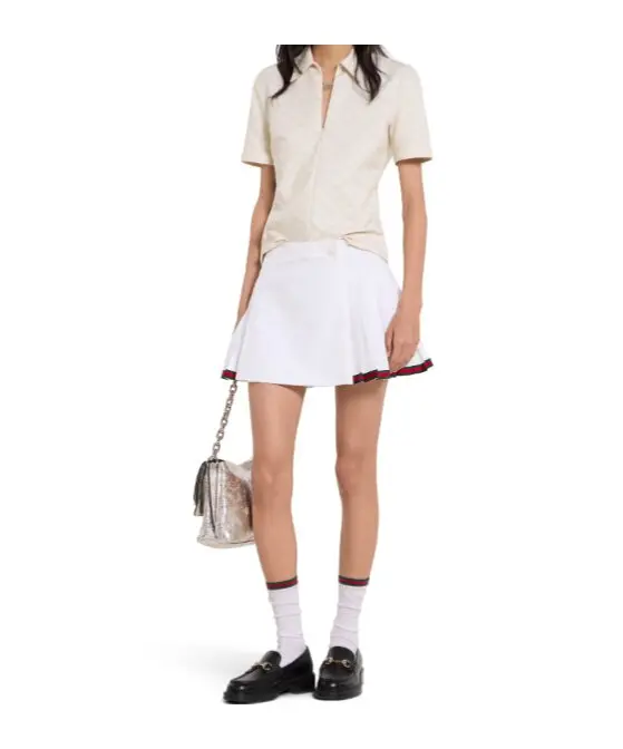 Gucci Gg Gabardine Short Sleeve Zip Up Shirt