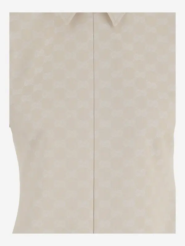 Gucci Gg Gabardine Short Sleeve Zip Up Shirt