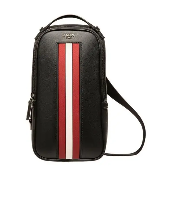 Bally Malikho Sling Shoulder Bag With Striped Detail - Black