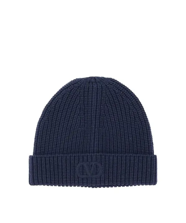 Valentino Garavani Vlogo Knitted Beanie - Black