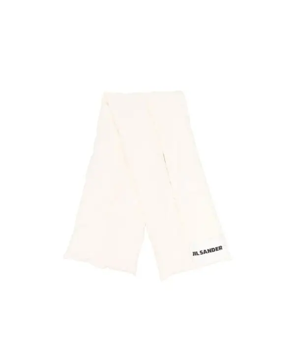JIL SANDER Logo Patch Wraparound Padded Scarf - White