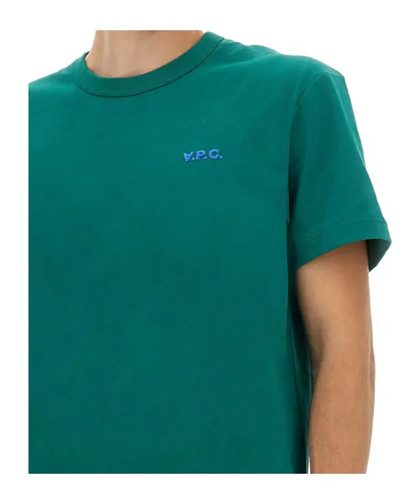 A.p.c. Flocked Logo Crewneck T-shirt - Green