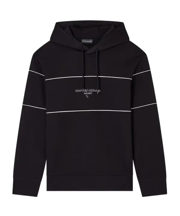 Emporio Armani Stripe-detail Long-sleeve Hoodie - Black