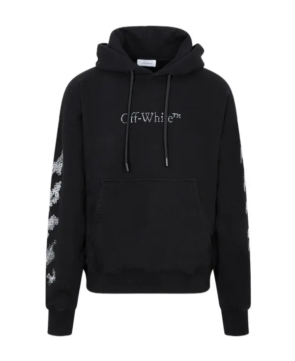 Off-White Diagonal Stripe Embroidered Cotton Hoodie