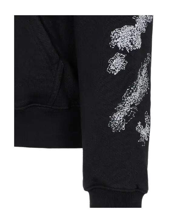 Off-White Diagonal Stripe Embroidered Cotton Hoodie