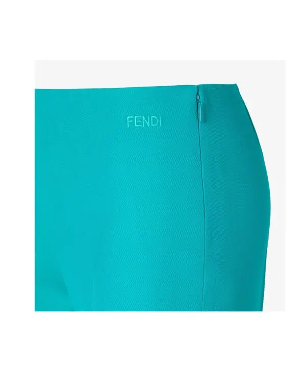 Fendi Logo Embroidered Flared Trousers - Light Blue