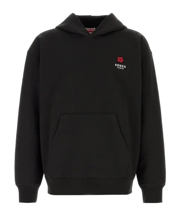 Kenzo Embroidered Logo Hooded Sweatshirt - Black