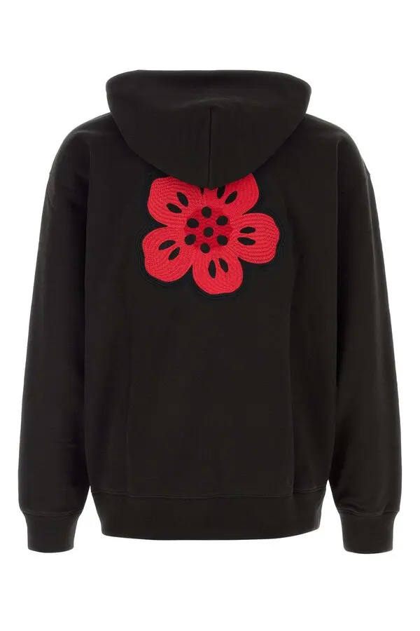 Kenzo Embroidered Logo Hooded Sweatshirt - Black