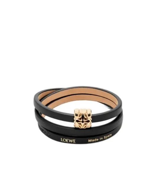Loewe Calf Leather Anagram Bracelet - Black