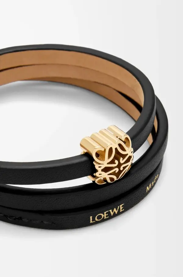 Loewe Calf Leather Anagram Bracelet - Black